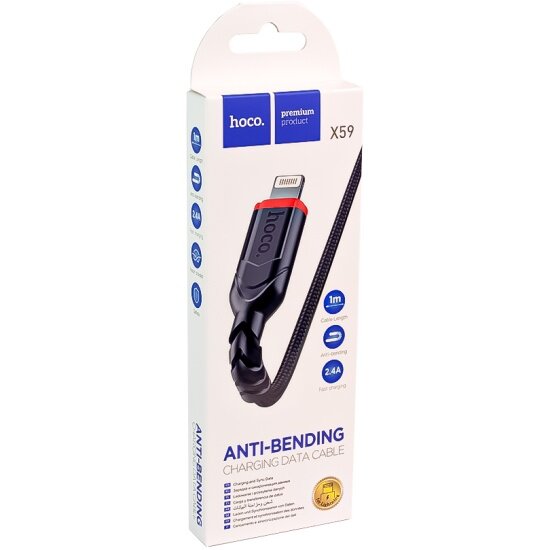 Кабель Hoco USB X59 Victory Type-C, 1м, 2.4A, нейлон (черный)