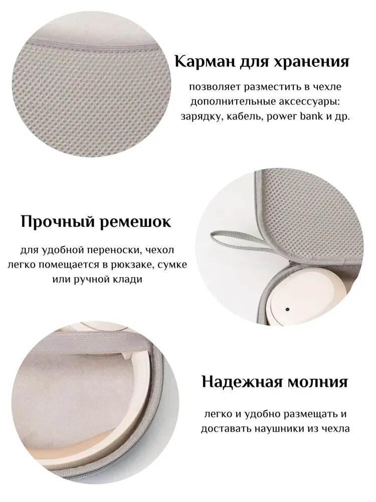 Чехол для полноразмерных поворотных наушников, серый, противоударный, водонепроницаемый — фото 1