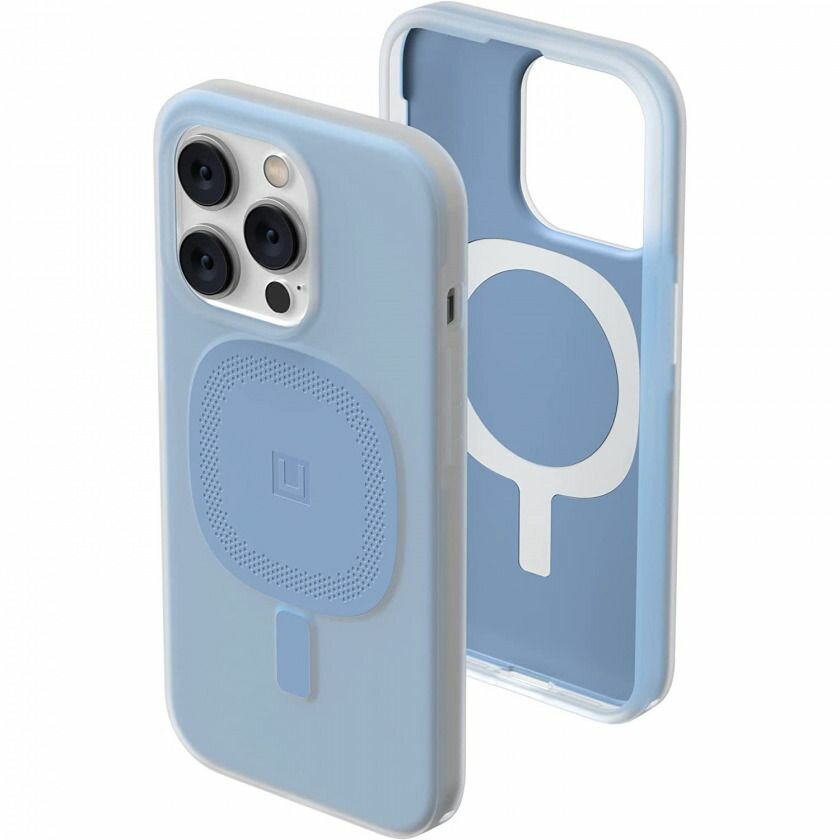 Противоударный чехол UAG Lucent MagSafe совместимая с iPhone 14 Pro Max голубая. Товар уцененный