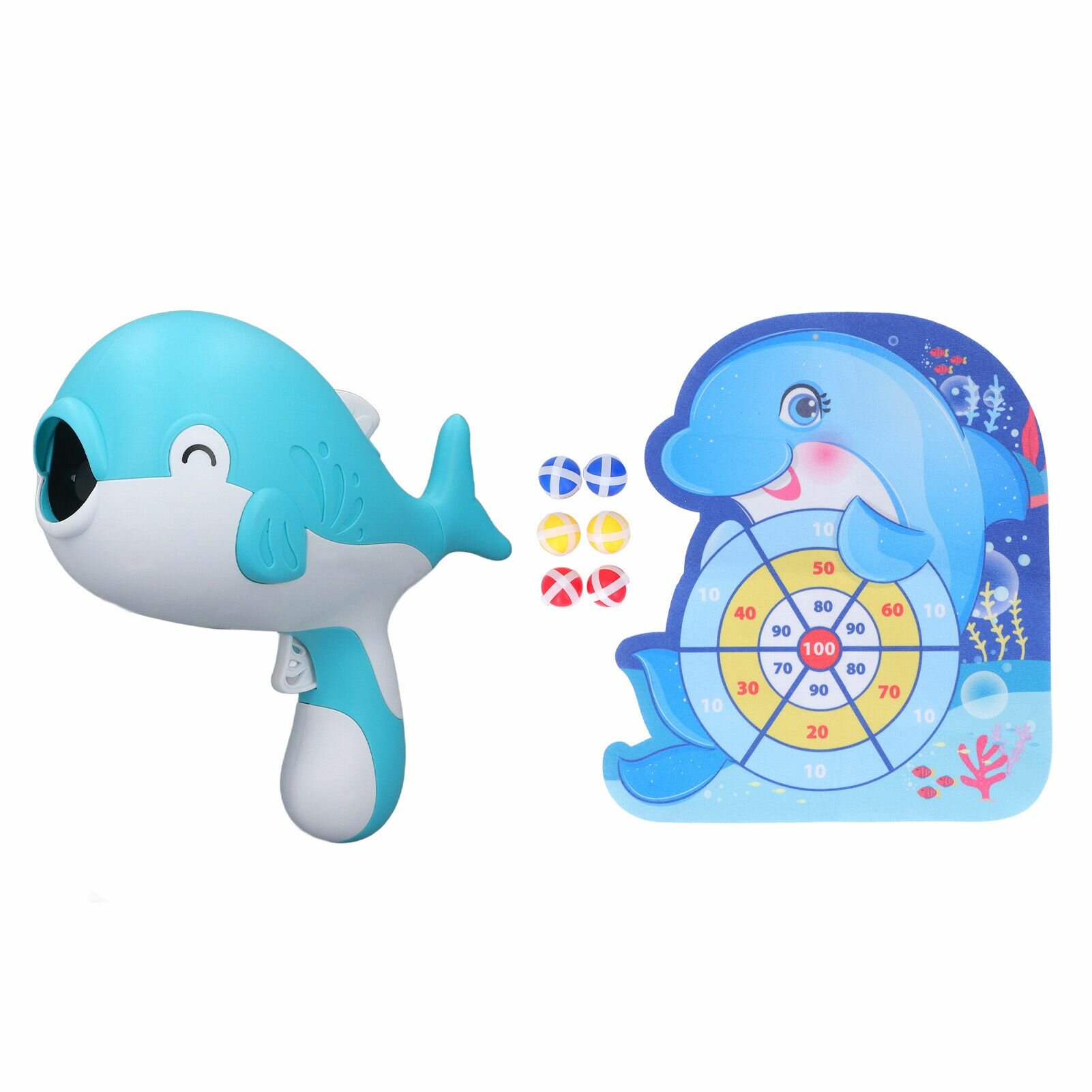 Дартс с шариками, мультяшный, интерактивный, выбрасывающий, синий, для детей