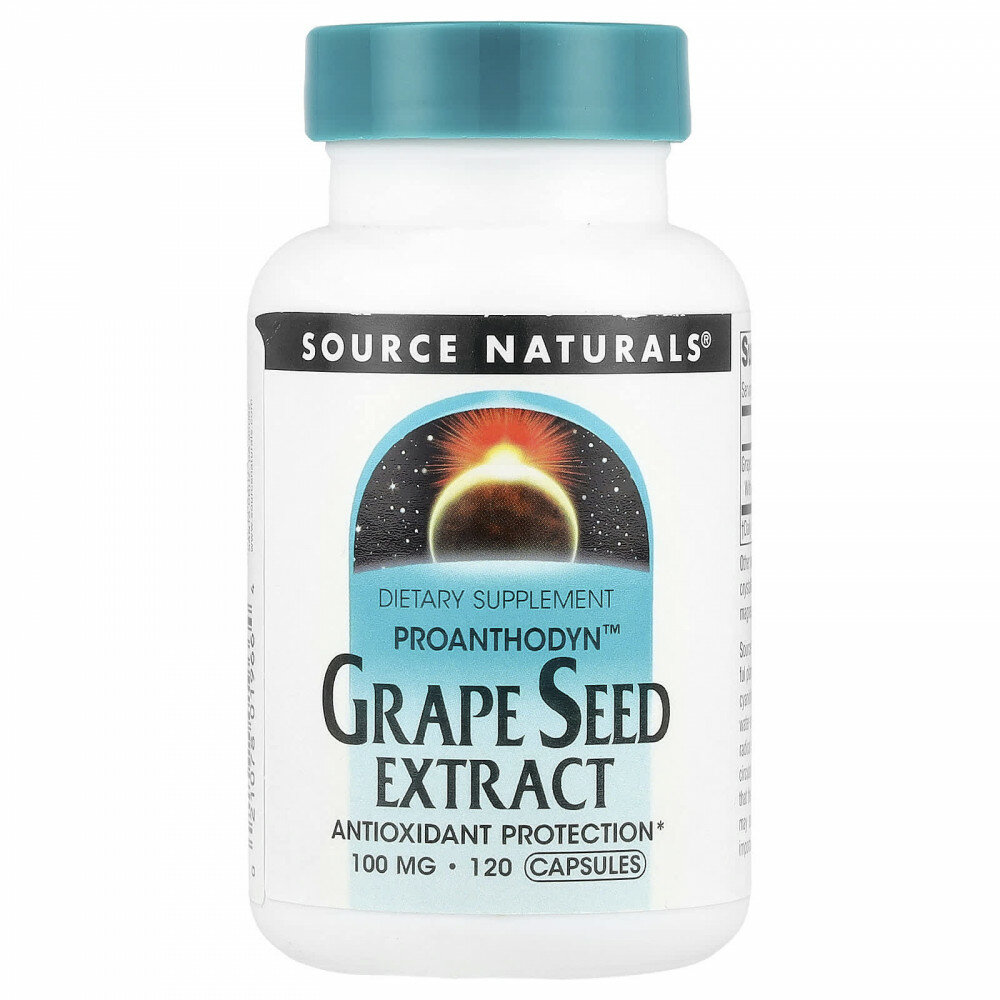 Source Naturals, Proanthodyn ™, экстракт виноградных косточек, 100 мг, 120 капсул