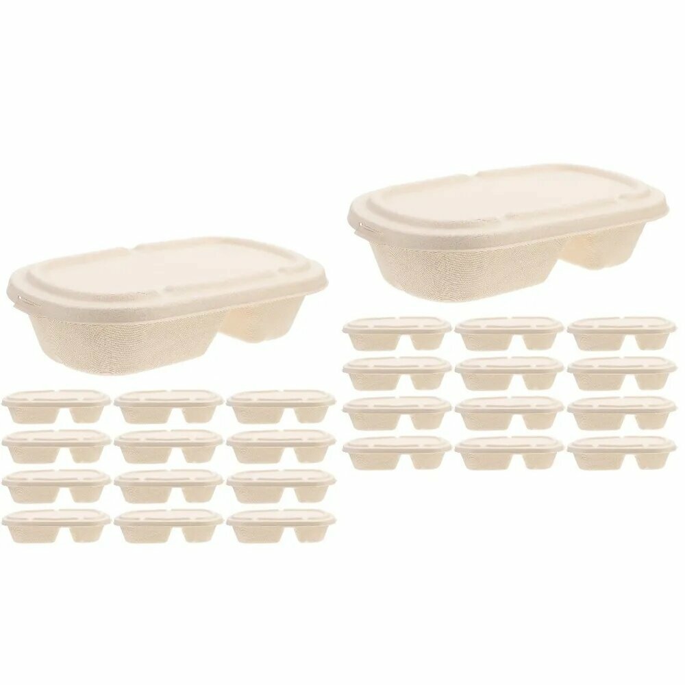 Пищевой контейнер из пульпы с крышкой 850 мл одноразовый для доставки еды