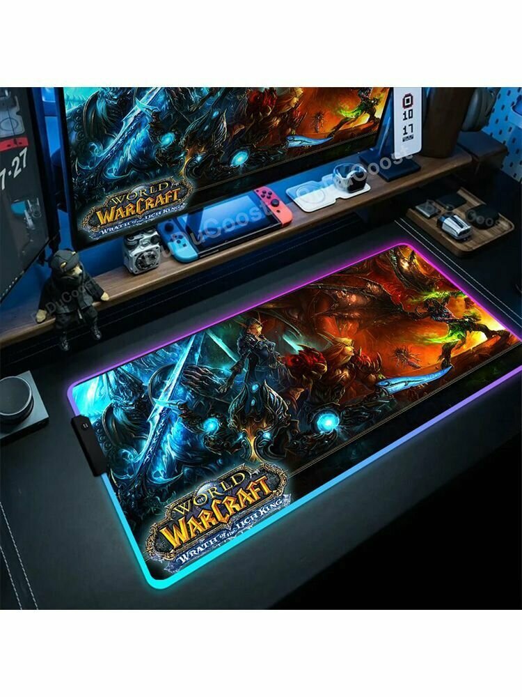RGB LED Масштабный игровой коврик для киберспорта World of Warcraft, клавиатура для мыши, настольный ковер для ноутбука Lich King, рисунок для печати высокой четкости, размер 40x90xxl-