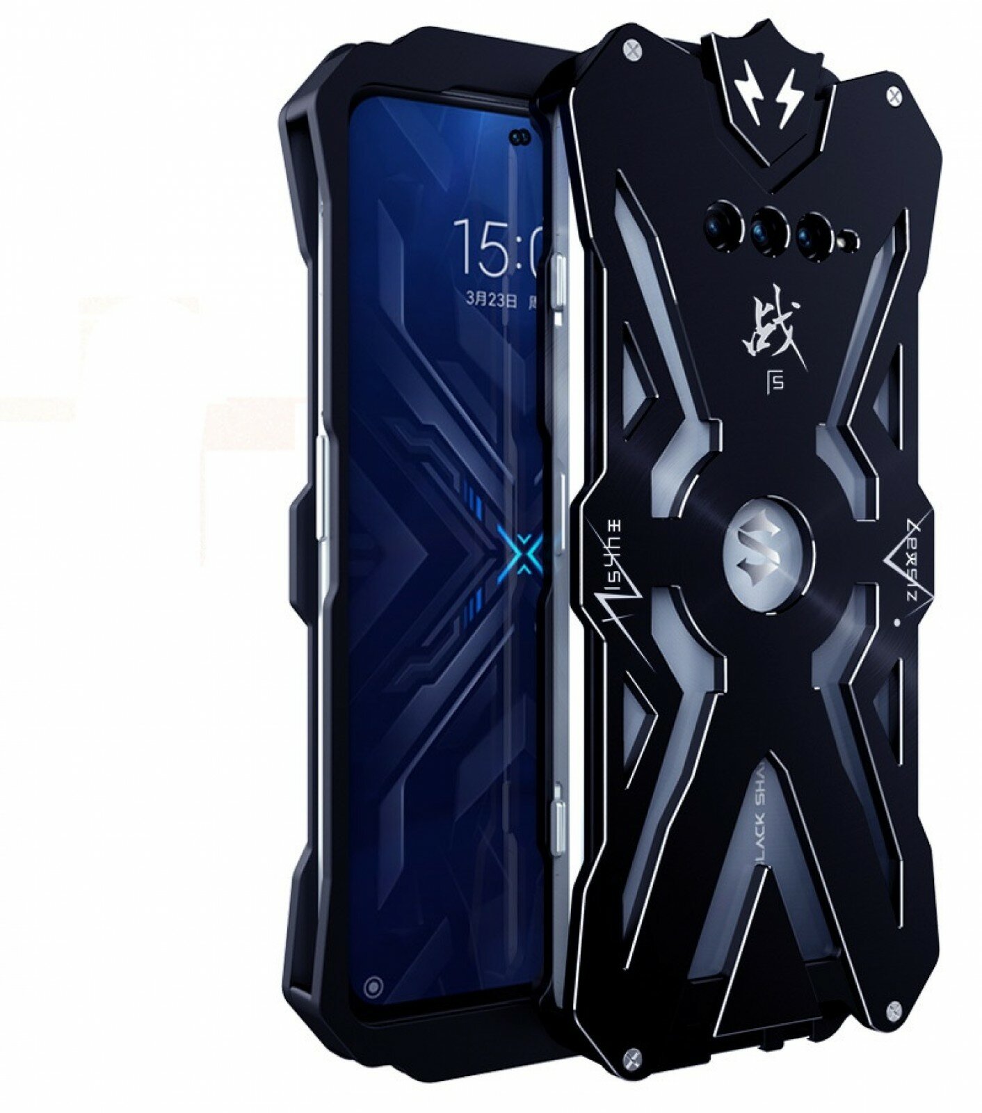 Чехол-бампер MyPads для Xiaomi Black Shark 4 противоударный металлический с усиленной защитой углов черный