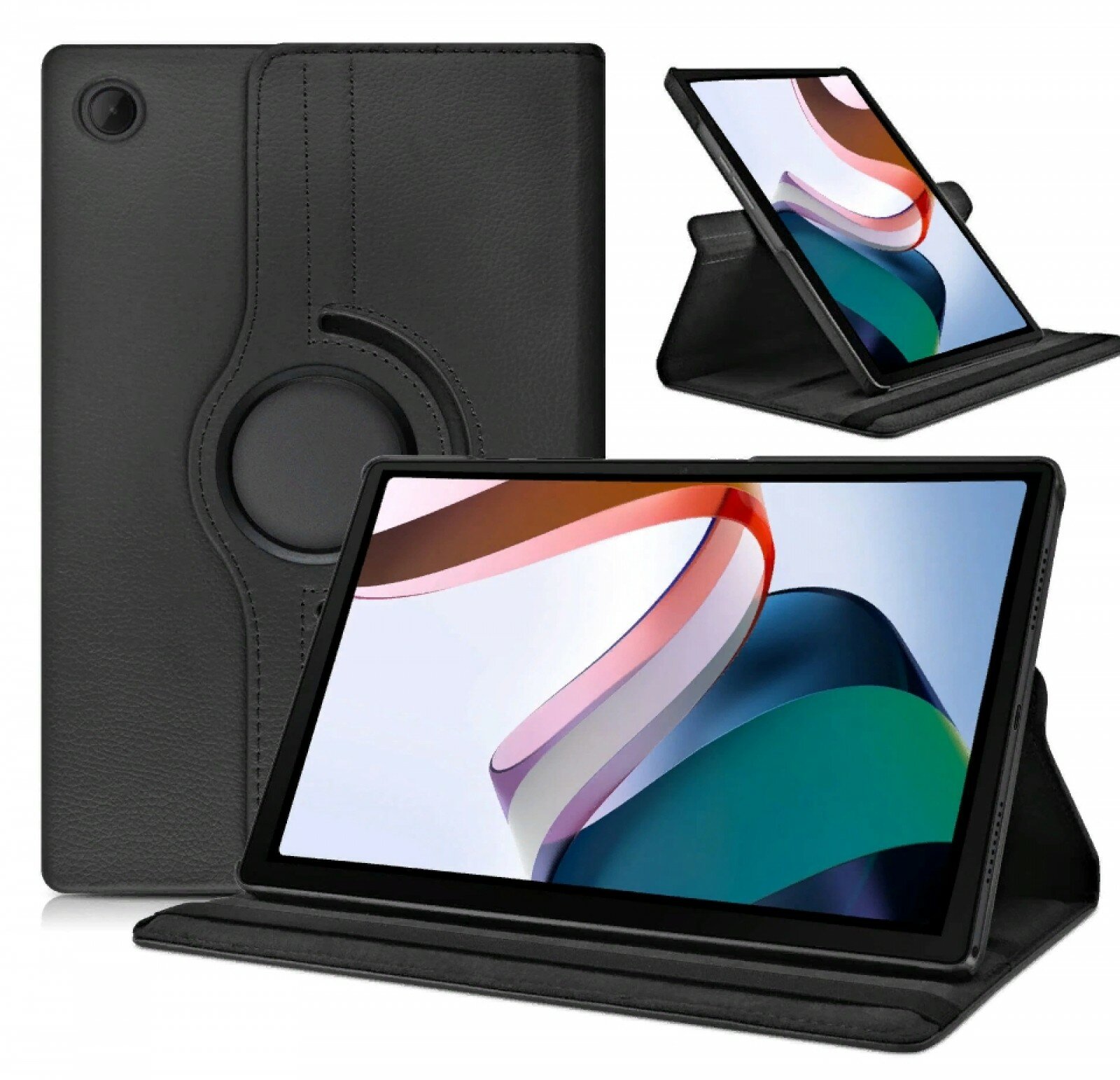 Чехол-книжка MyPads для Xiaomi Redmi Pad 10.61 с поворотным роторным механизмом черный из искусственной кожи