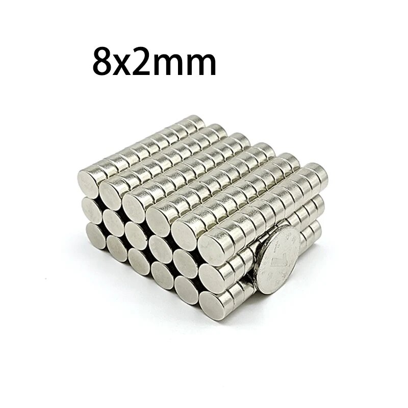 Круглые магниты 8x2 мм, 100шт