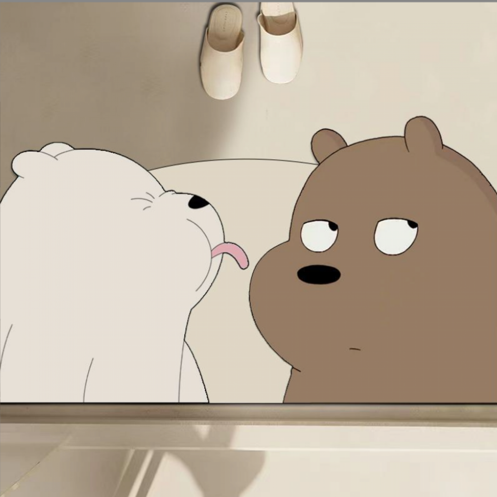 Коврик для ванной и туалета MyPads с мишками, противоскользящий, быстро впитывающий и сохнущий, бежевый