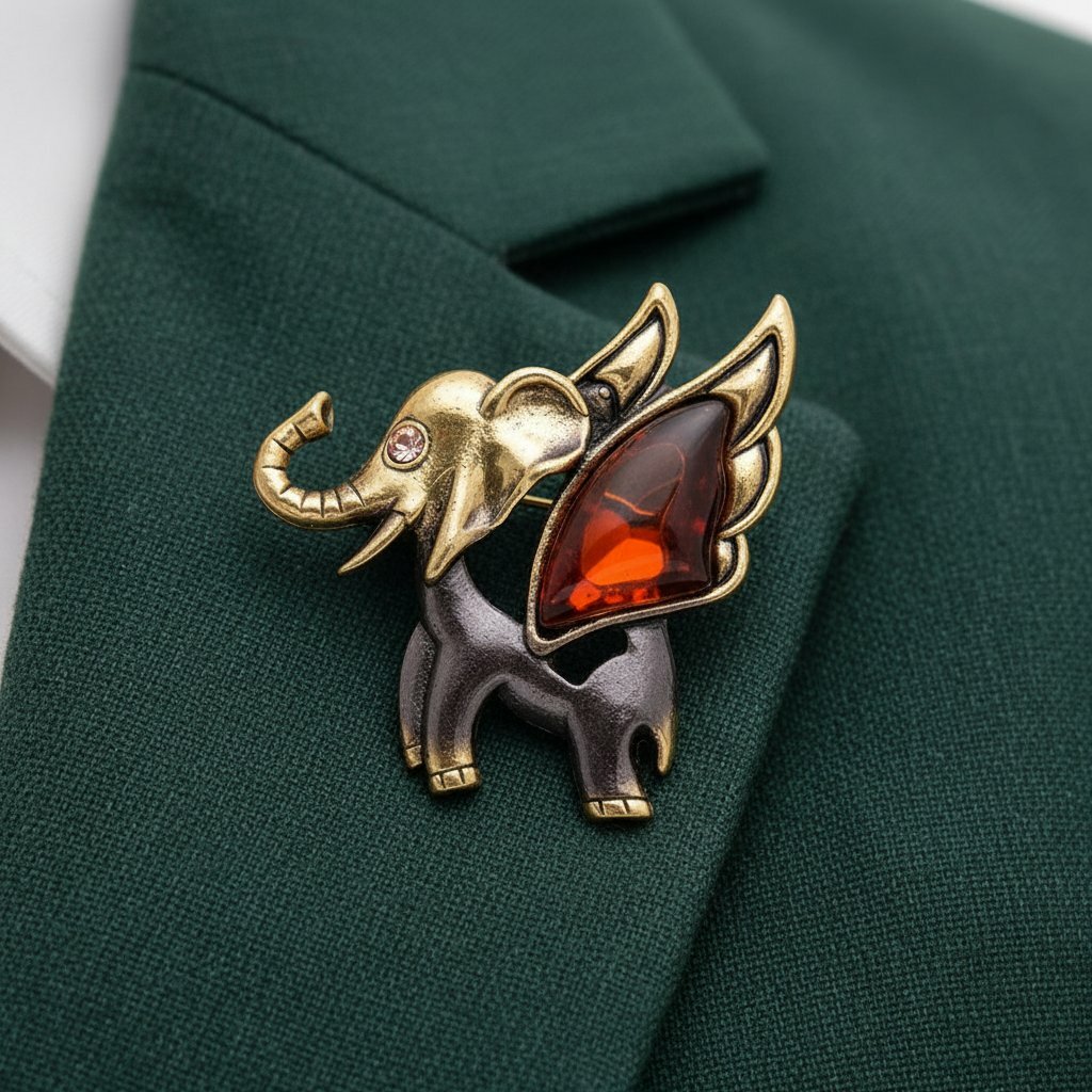 Брошь, янтарь