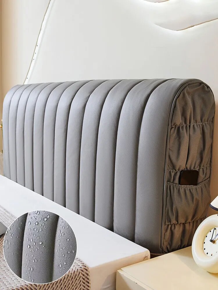 AiWinsure Чехол на изголовье кровати, бархатный, серый, 120 см х 70см