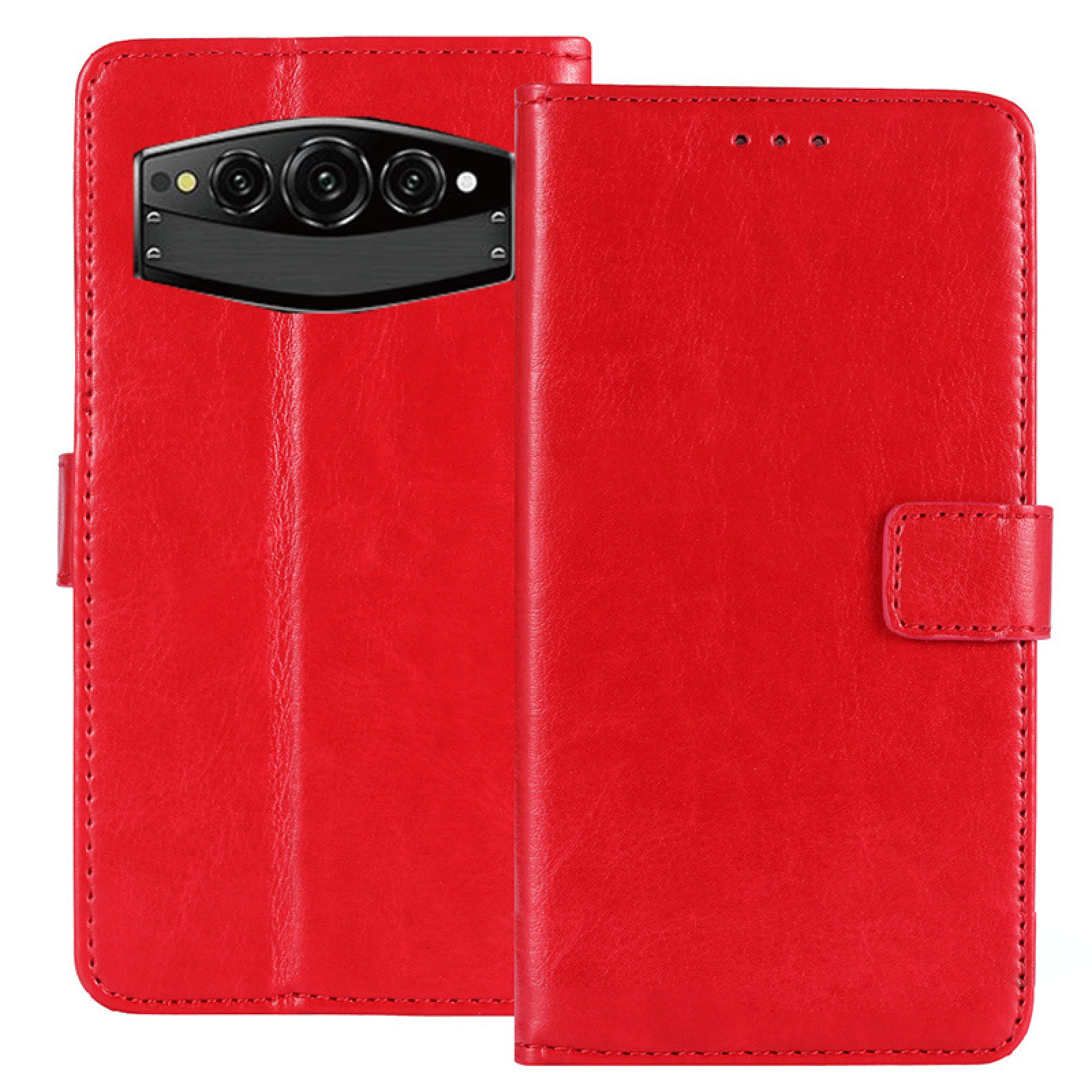 Чехол-книжка MyPads Porta Biglietti для Doogee V30T из импортной эко-кожи с подставкой и визитницей, красный