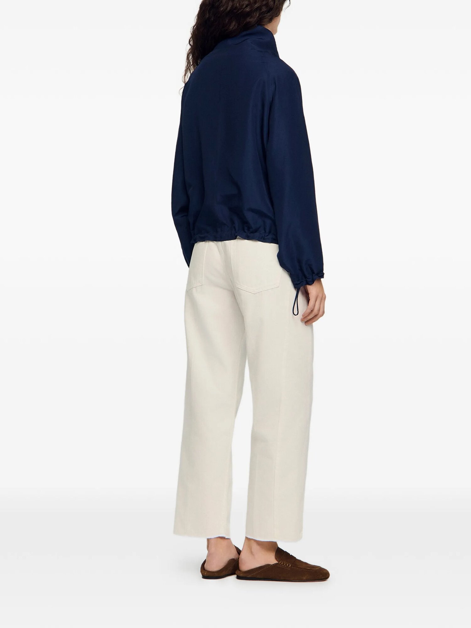 Куртка Sandro Drawstring high-neck jacket, размер 36 FR, синий — фото 1
