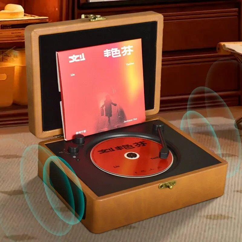 Ретро CD-плеер коричневый, портативный CD-проигрыватель с Bluetooth, USB, AUX