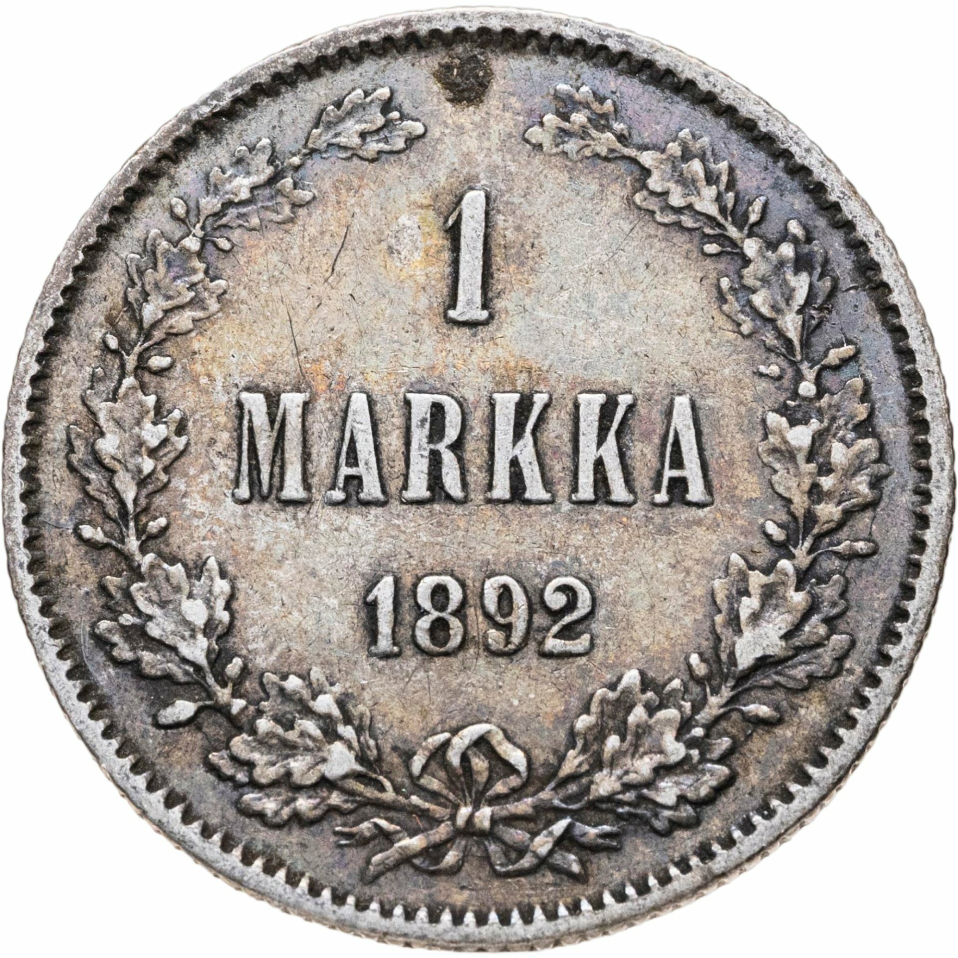 1 марка 1892 L Российская Финляндия, Серебро 868, в сохранности XF