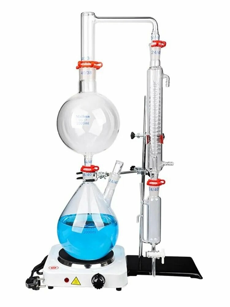 Самогонный аппараты дистиллятор Высокоборосиликатный материал стеклянный, 500 мл/1000 мл/2000 мл