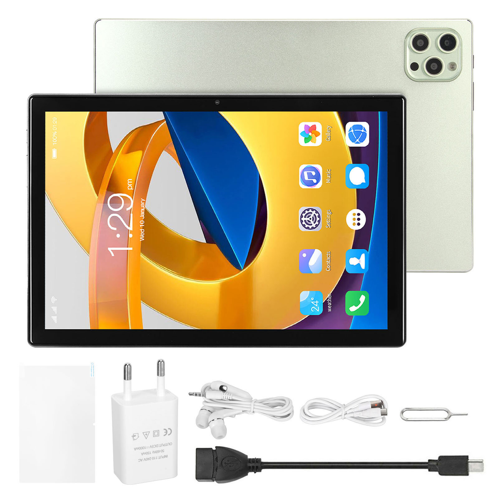 Планшет 10,1 дюйма, Android 11, 8ядерный CPU, 6/64 ГБ, 4G, WiFi, BT, FM, GPS, HD