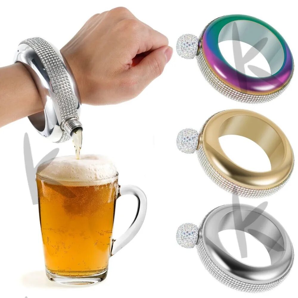 Фляга Браслет 100 мл Золотой Нержавеющая сталь Ювелирный браслет для напитков