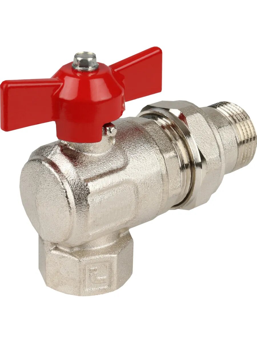 Кран шаровой угловой с американкой (бабочка) 3/4"