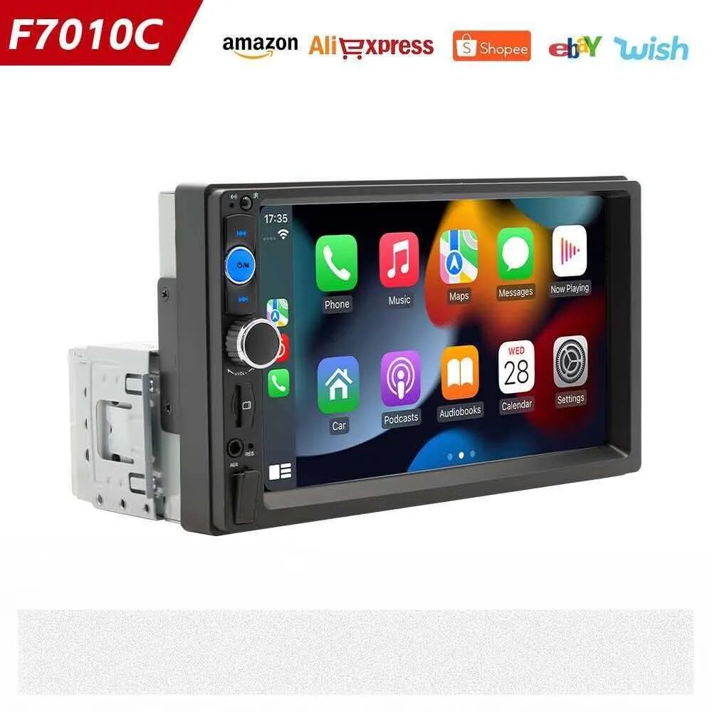 HongDiJia Автомагнитола 7" 2 DIN CarPlay Android Auto сенсорный экран USB