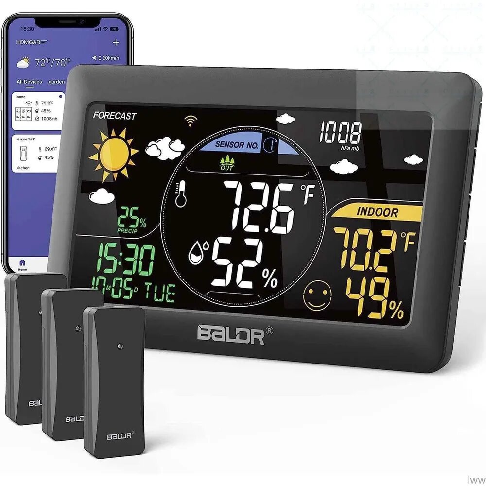 Метеостанция BALDR Wi-Fi с дистанционным датчиком, умным управлением через приложение, термометром Wi-Fi