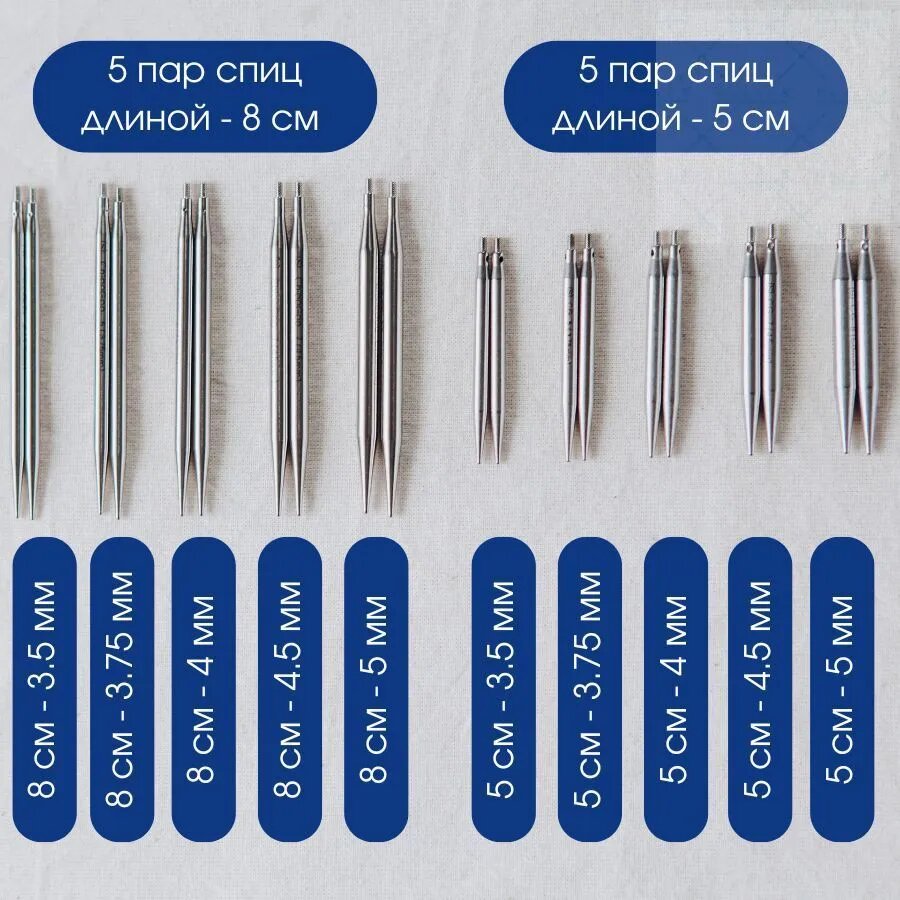 Спицы для вязания ChiaoGoo Twist Blue 7230-S набор 10 пар для вязания носков и рукавов, из хирургической стали — фото 1
