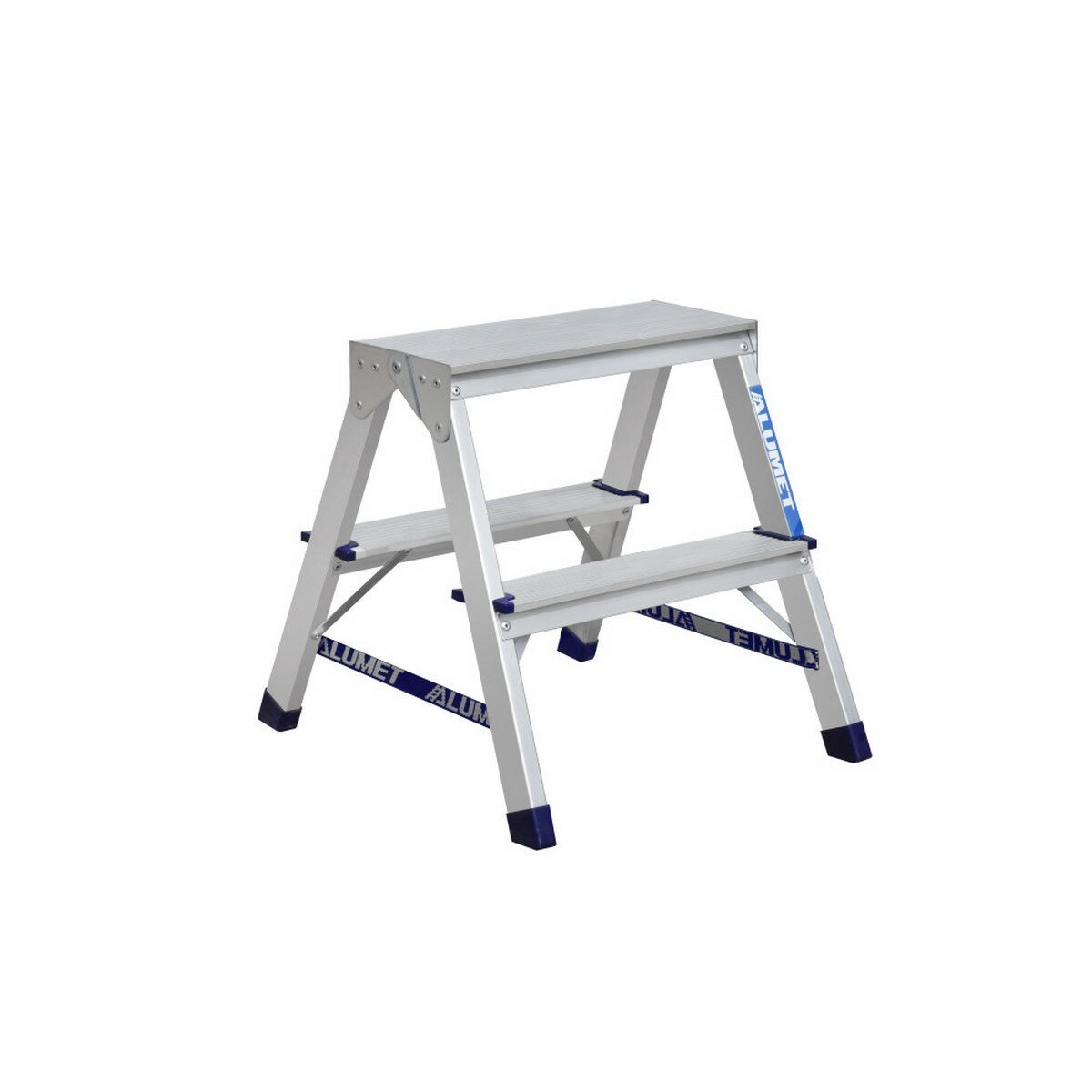 Стремянка Alumet АD7202 2х2 двухсторонняя, рабочая высота 2.4 м, нагрузка 150 кг.
