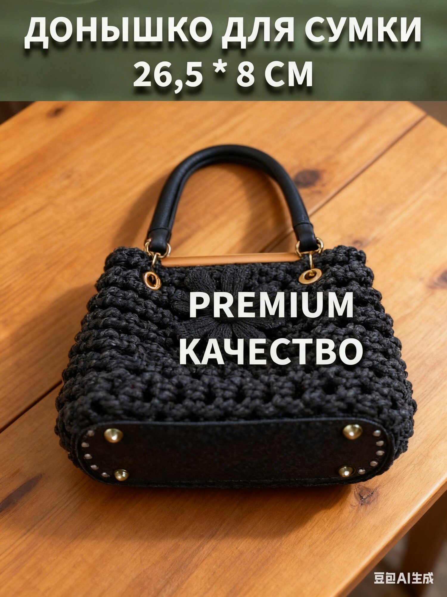 Дно для вязания сумки 26,5*8 см, цвет черный (основа, каркас, донышко)