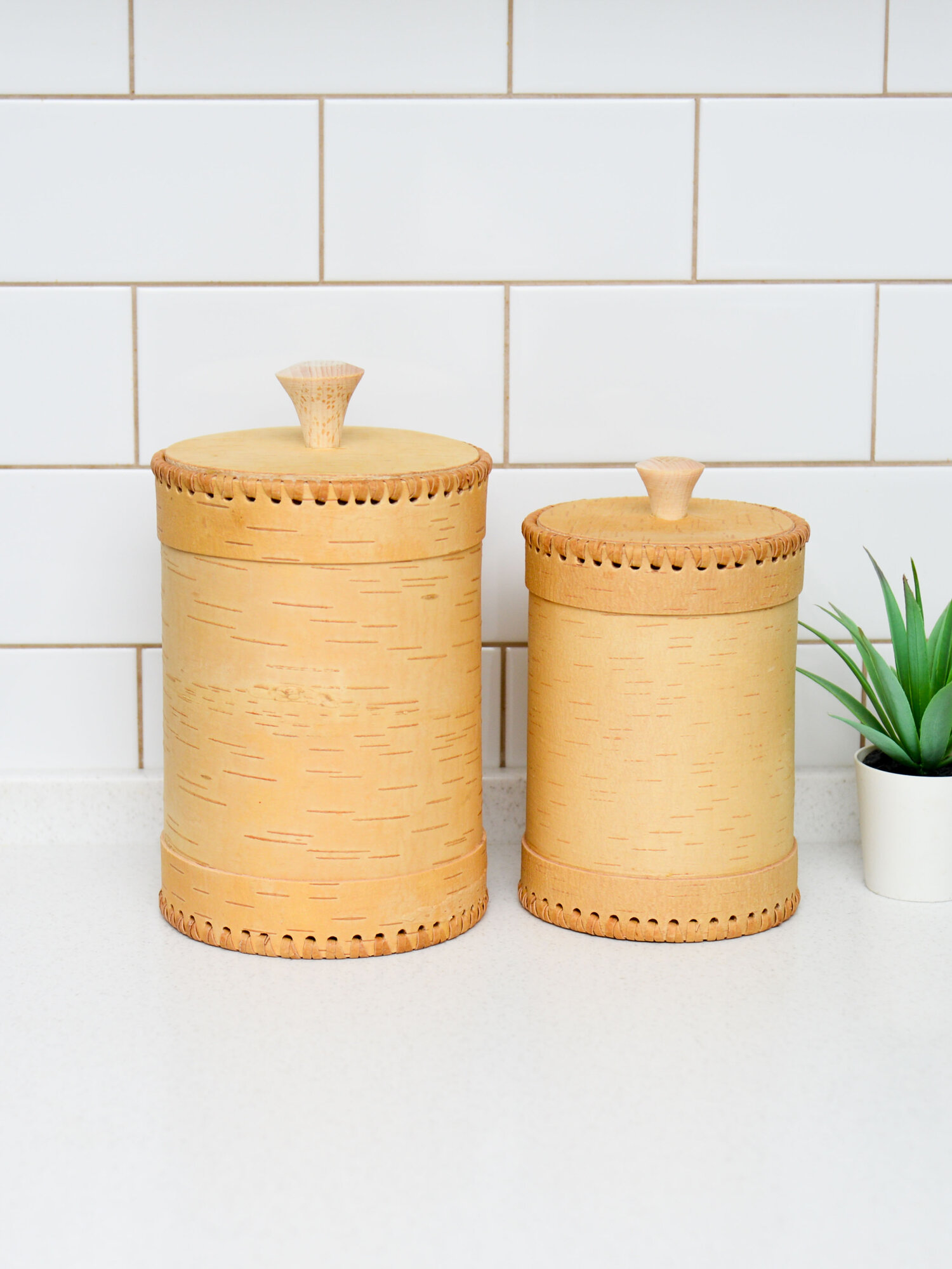 Набор из 2-х туесов из бересты чистых без рисунка