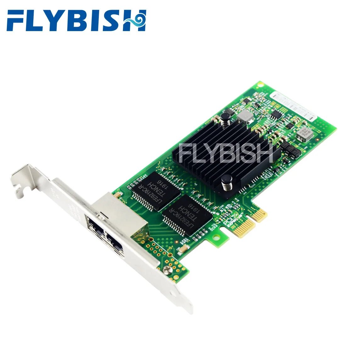 FLYBISH I350-T2 PCI-E x1 RJ45 Настольная двухпортовая сетевая карта Gigabit Ethernet Lan 10/100/1000 Мбит/с Чип Intel I350AM2