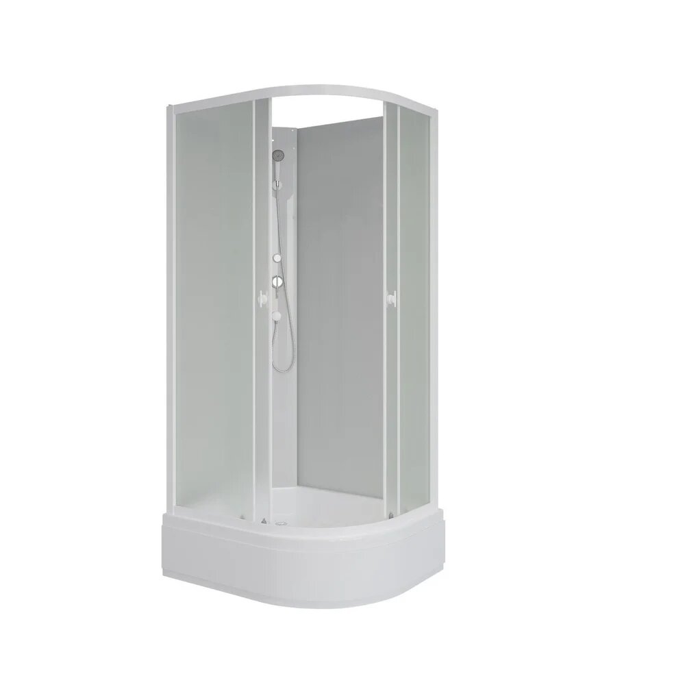 Душевая кабина Niagara Промо (Promo) P90/70/26L/MT/BK стеклянная, 90x70, открытая (без крыши), с матовым стеклом, без гидромассажа, средний поддон, с белым профилем