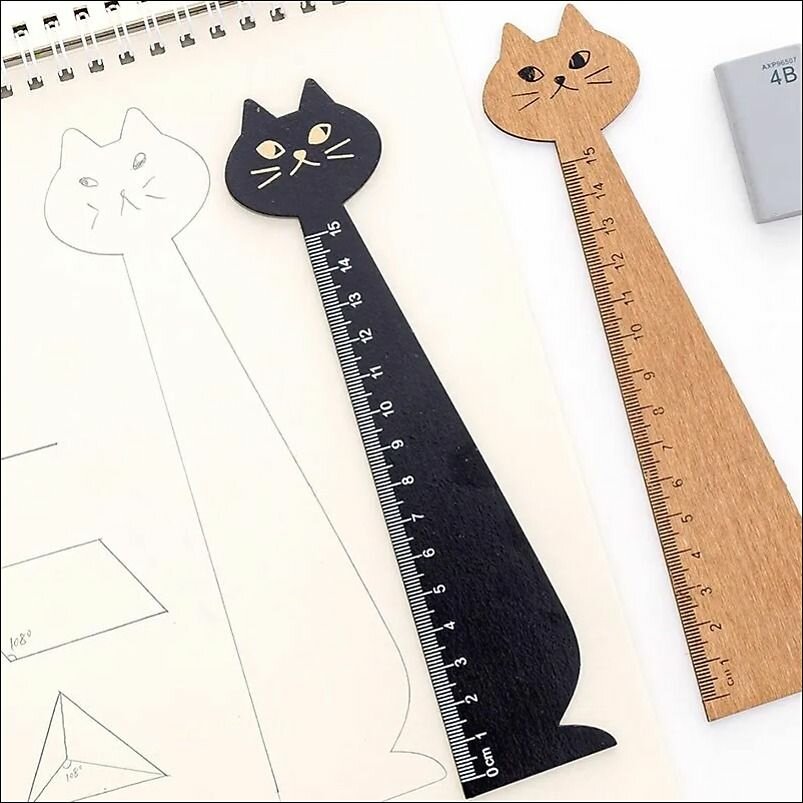Линейка "Кот", без бренда, для школьников и офисных работников — фото 1