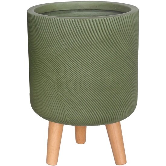 Кашпо напольное на ножках Idealist Lite Idealist Флоу, файберстоун, зеленое, Д30 В46 см (FLORL46-GRN)