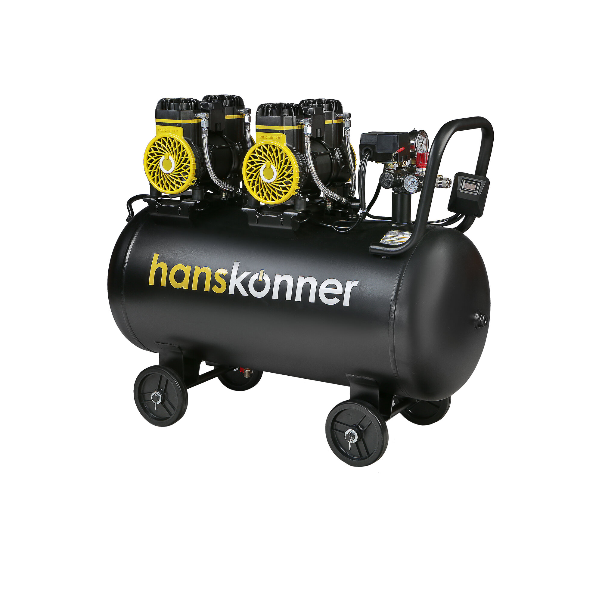 Компрессор воздушный безмасляный Hanskonner HAC1002 2*1450Вт, 500л/мин, ресивер 100л, 8 бар