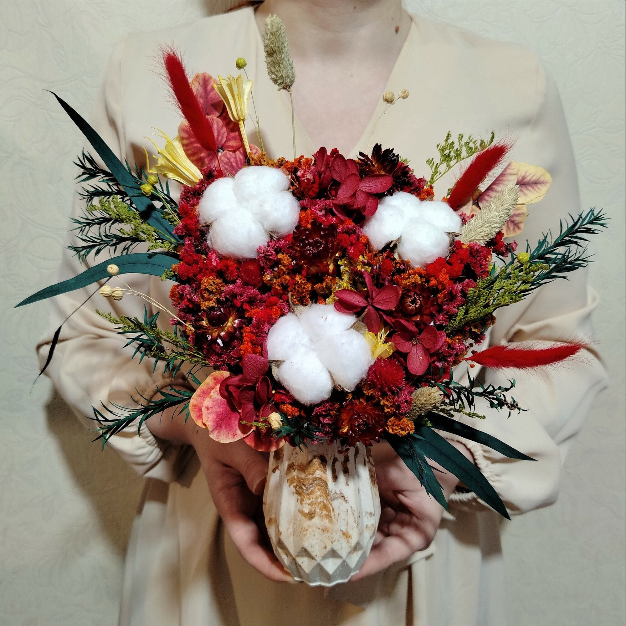 Букет из сухоцветов Floral Accord "Пышный", 23x27 см, в подарочной упаковке