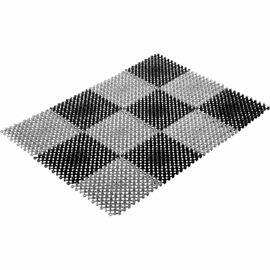 Коврик грязезащитный Травка 42х56 см, щетинистый придверный входной мат для очистки обуви, черно-серый прямоугольный