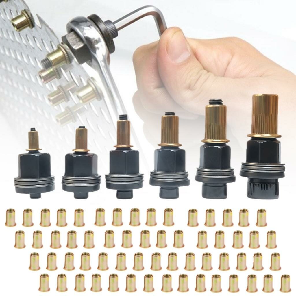 Резьбовые вытяжные гайки из углеродистой стали, 66 шт.