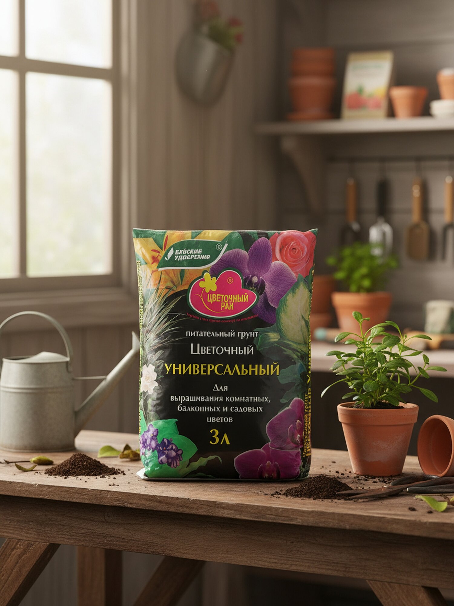 Грунт Цветочный универсальный БХЗ 3 л, питательная земля для комнатных и садовых растений, торфяной субстрат
