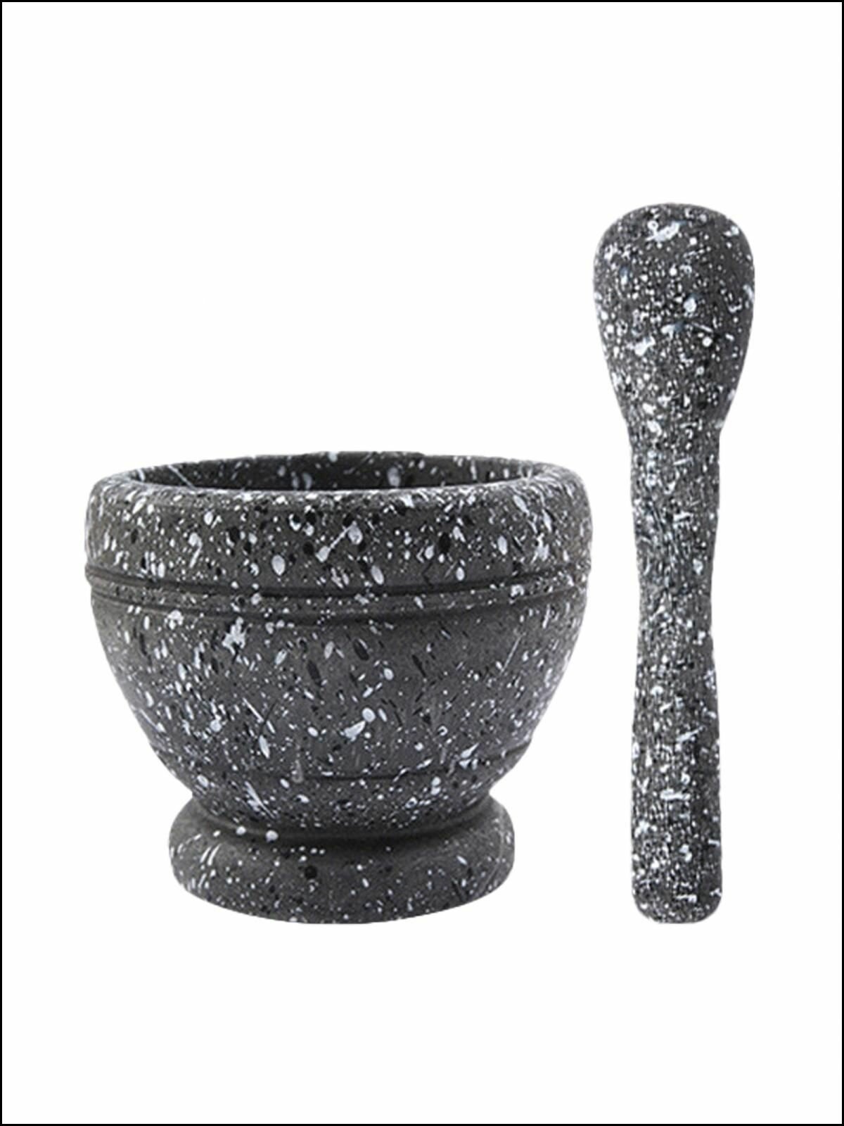 Ступка и пестик для специй, Деревянные/каменные, 17 см, Набор для измельчения трав и чеснока