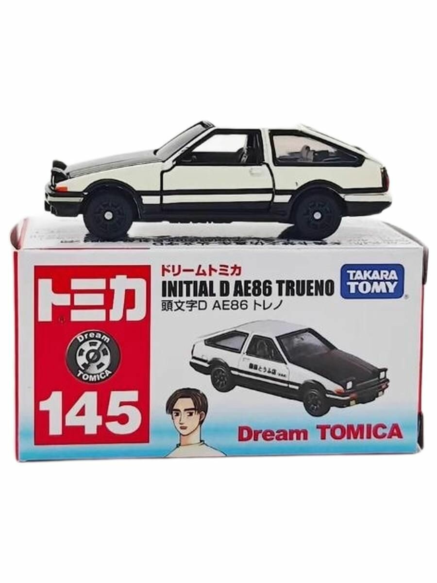 Коллекционная игрушечная машинка из сплава Initial D Trueno AE86 черно-белая 1/64