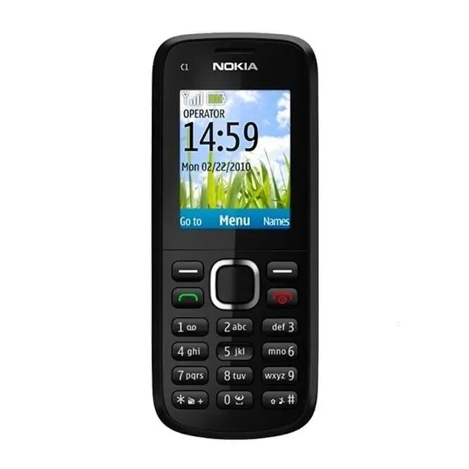Nokia C1 Black White GSM 900/1800 2G Classic Mobile Phone - Compact Size, Basic Use