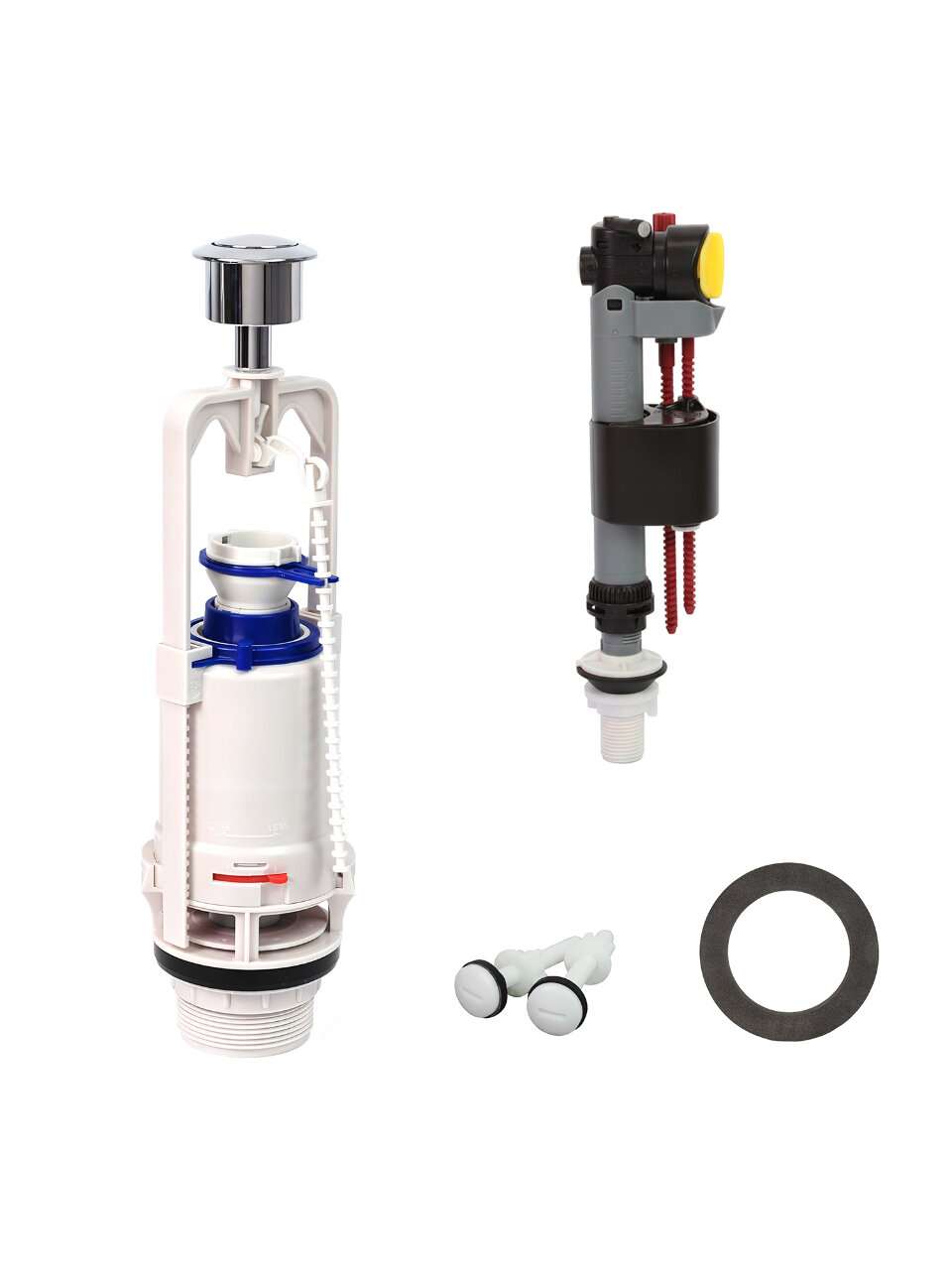 Арматура для бачка унитаза Wave WArm.02 универсальная 1/2", двухрежимная кнопочная система, хром, заливной клапан