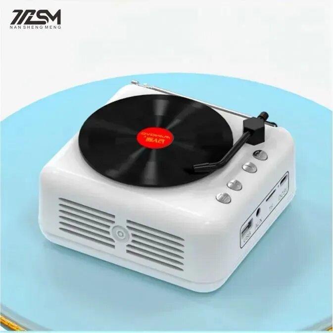 Умная колонка в ретро стиле, белая, Bluetooth, AUX, питание от аккумулятора