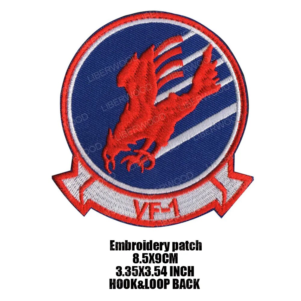 Патч VF-1 Top Gun, красный, 8.5x9см, с застежкой Velcro