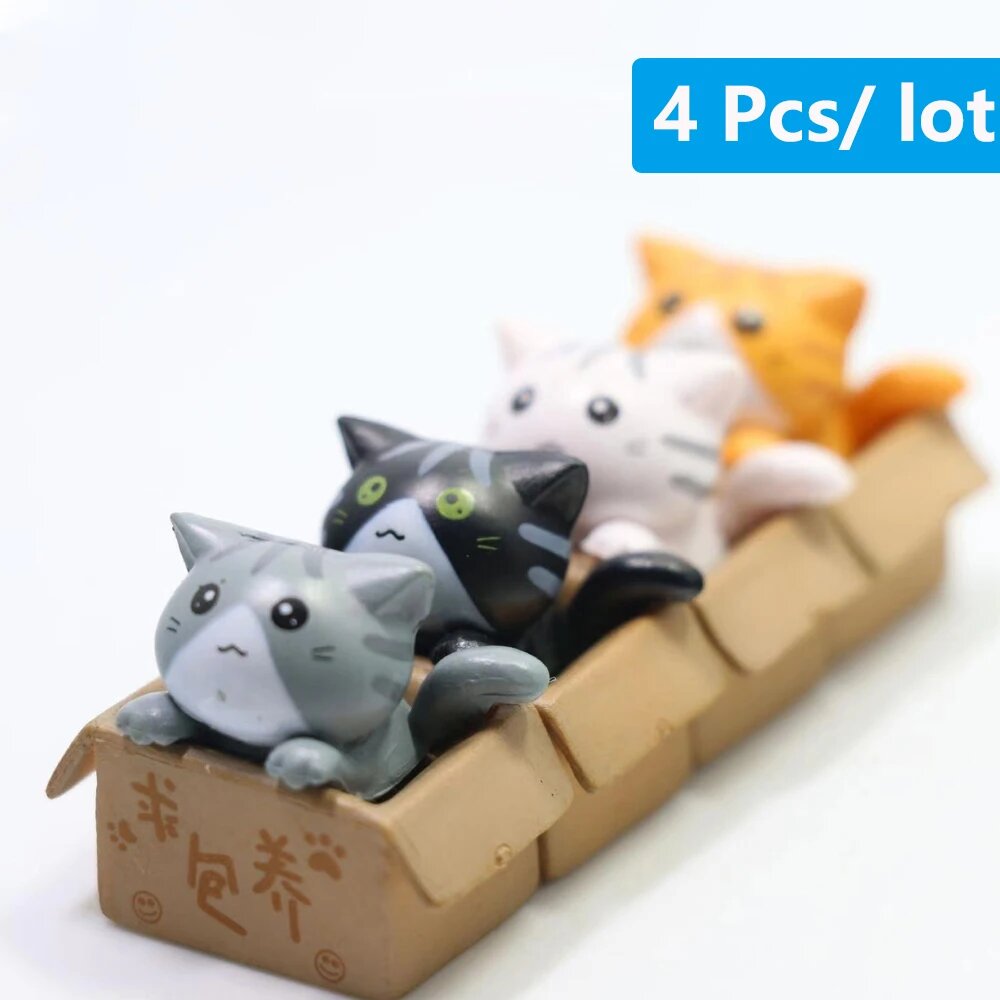 1/4 шт. Kawaii мини-кошка орнамент садовый котенок статуя подарок дети украшение для детской комнаты игрушка миниатюрные фигурки домашний декор