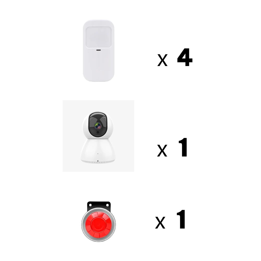 Комплекты систем охранной сигнализации ACJ Home Security Alarm System Tuya Smart для гаража, жилых зданий и магазинов. Беспроводной сенсорный WIFI + GMS, поддерживает приложение Samrtlife APP-H501 (дополнительный аксессуар)