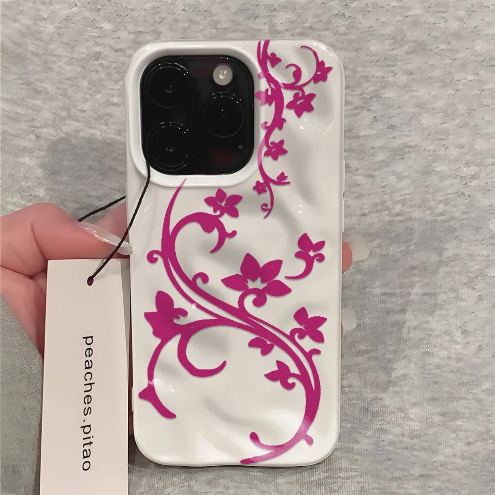 Чехол для телефона с рисунком цветов для iPhone 17 Air 16 15 14 11 12 White-WQCS562, For iphone 14