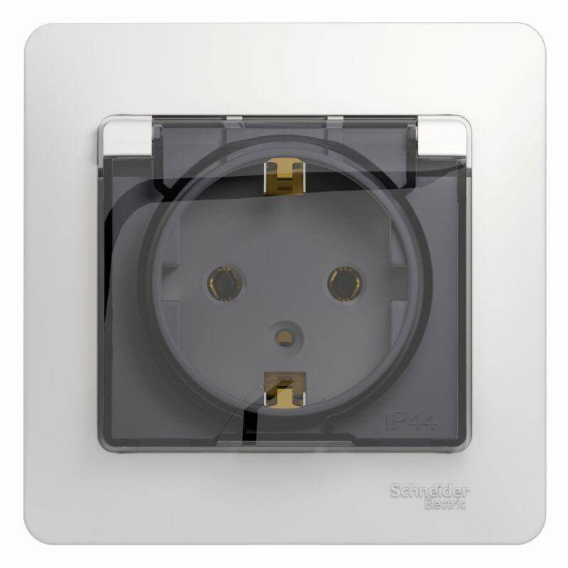 Schneider Electric Розетка 1-м GLOSSA с заземл. защ. шторки с крыш. IP20 бел. SchE GSL000146