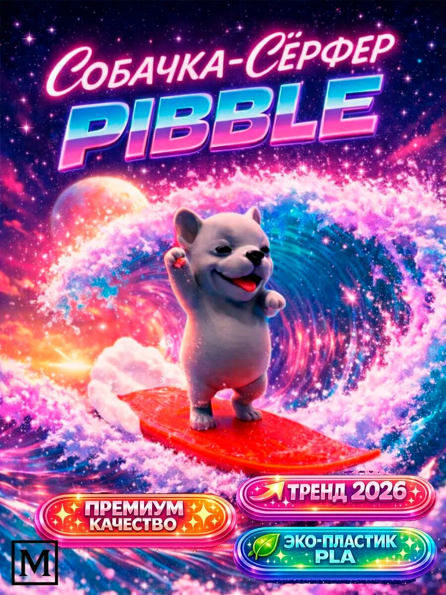 Собачка-сёрфер PIBBLE мем тренд 2028