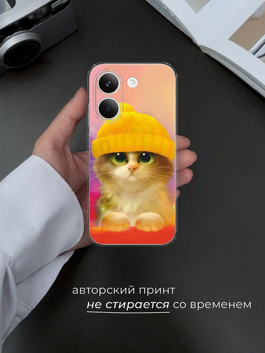 Чехол на Poco X8 Pro / Поко X8 Про с принтом Котенок в желтой шапке — фото 1