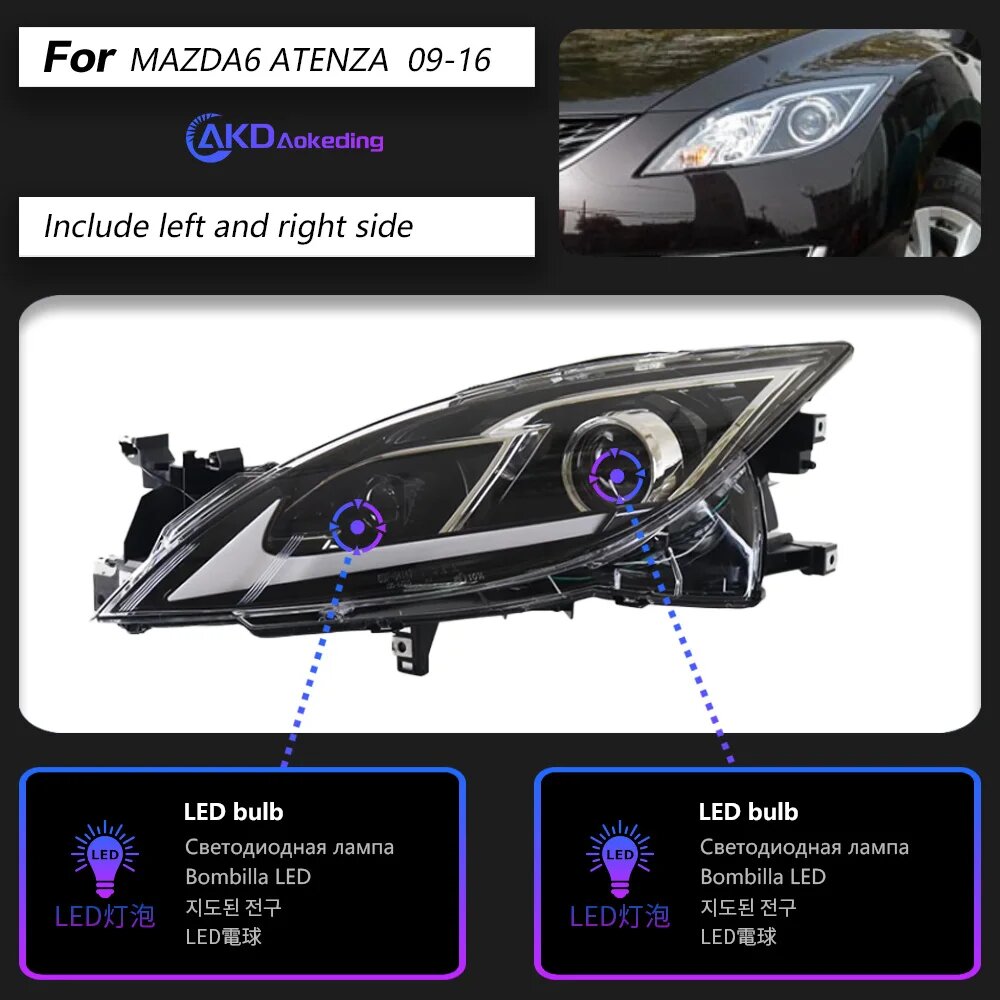 AKD Car Styling для фары Mazda 6 ATENZA 2009-2016 года выпуска LED фары LED ДНС Hid фары Ангельский глаз Bi LED аксессуары