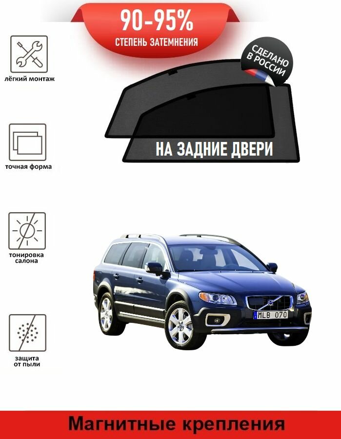 Автошторки LATONIK на Volvo XC70, 3 (2007-2013) на задние двери на магнитах